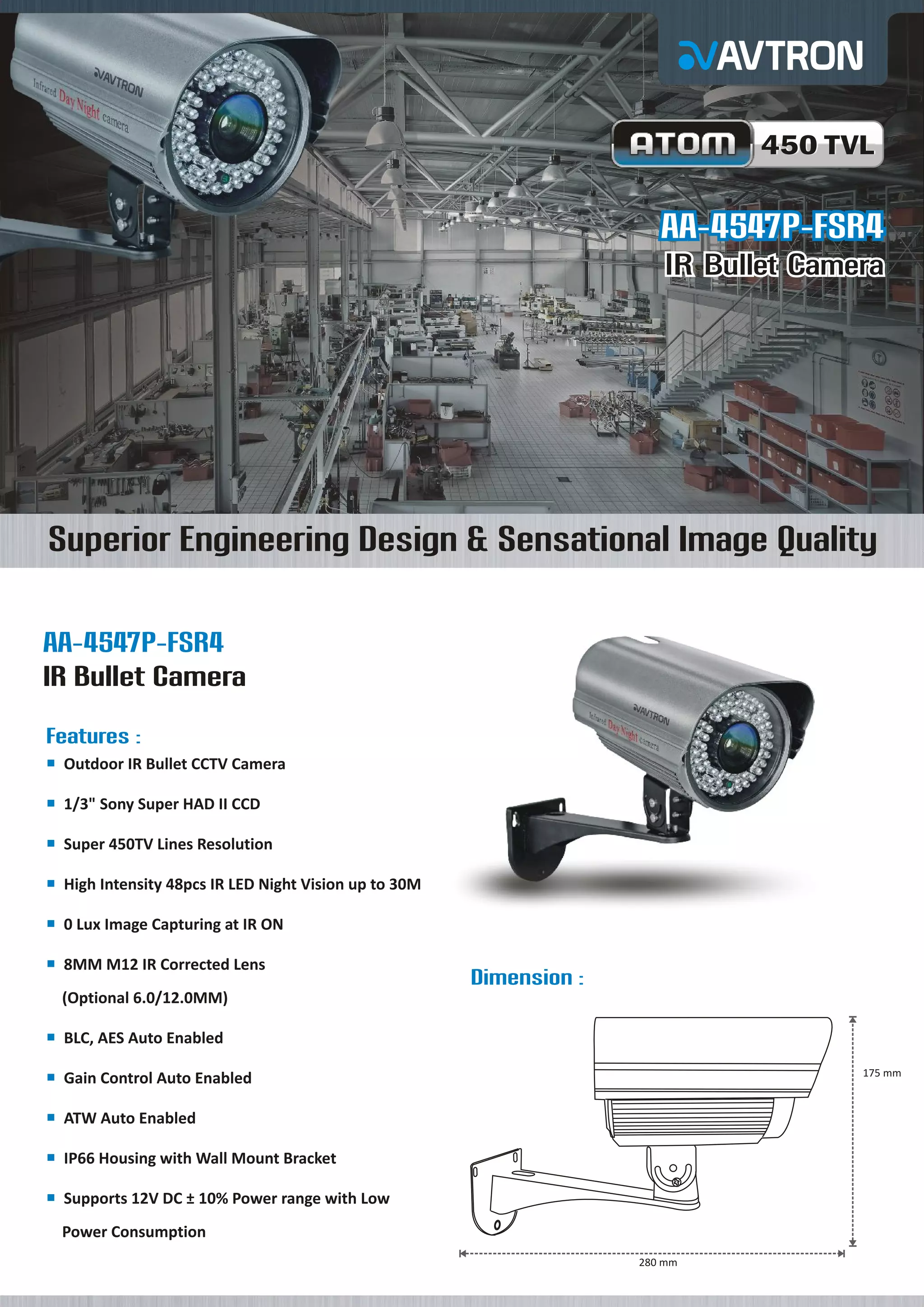 Avtron IR bullet CCTV Camera Aa 4547 p-fsr4-datasheet | PDF