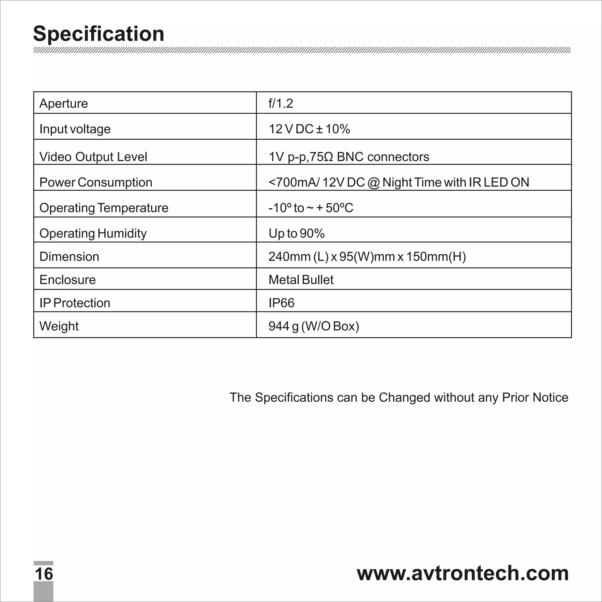Avtron IR Bullet Camera Aa 4549 p-6049-vsr7-manual | PDF