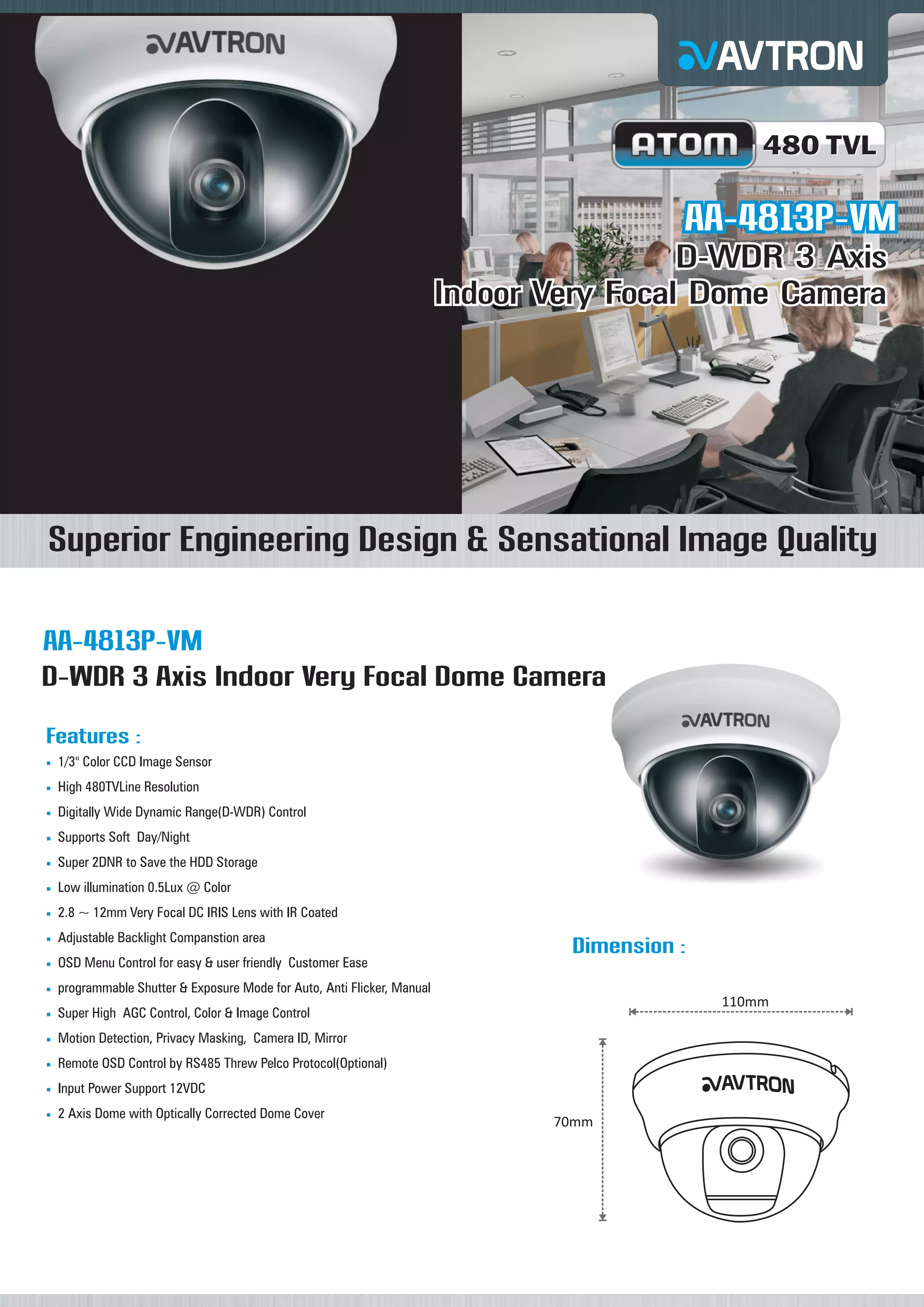 Avtron Dome CCTV Camera Aa 4813 p-vm | PDF