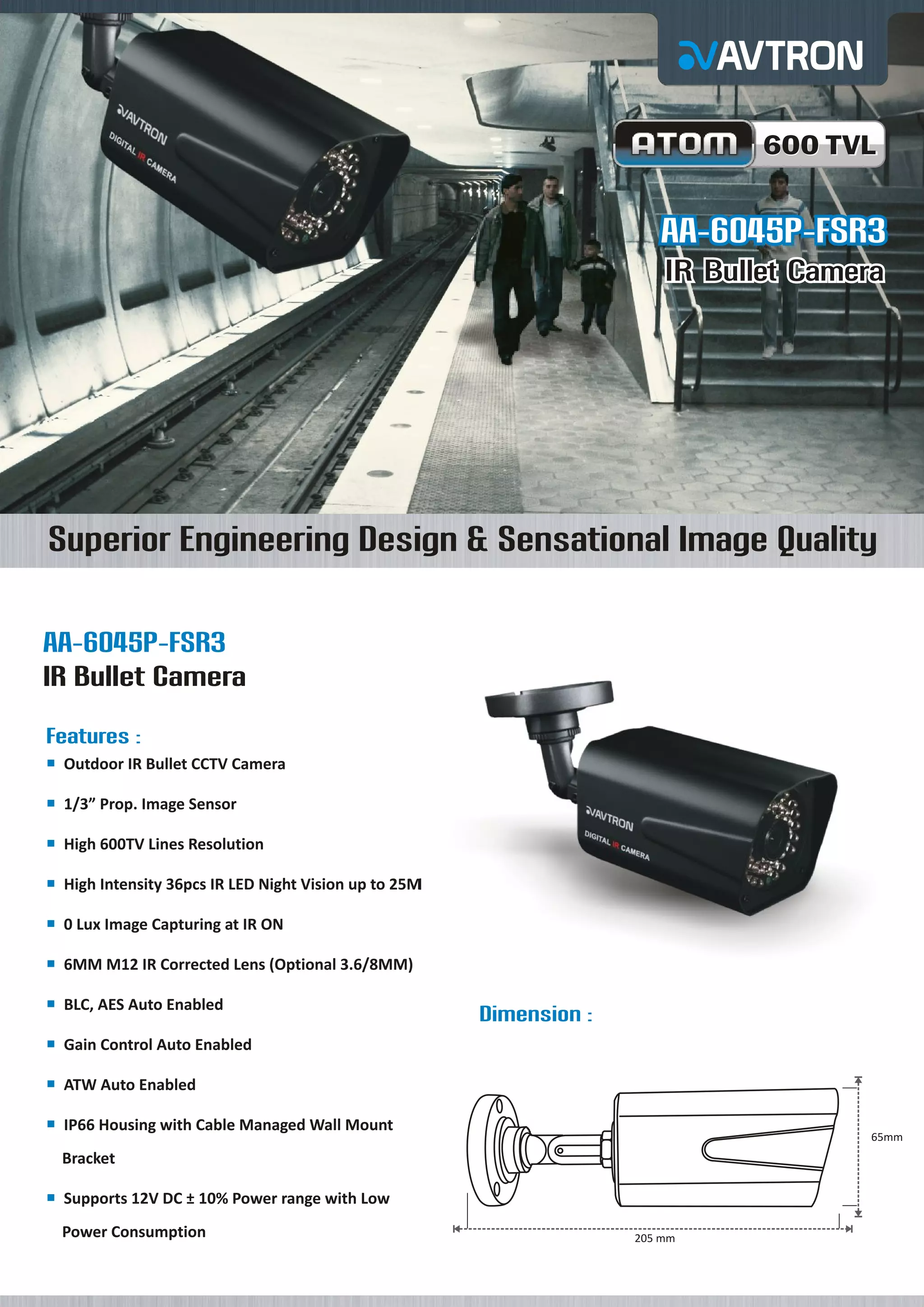 Avtron IR Bullet Camera Aa 6045 p-fsr3-datasheet | PDF