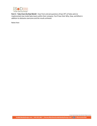 Transforming Your Inside Sales Team - Handouts | PDF