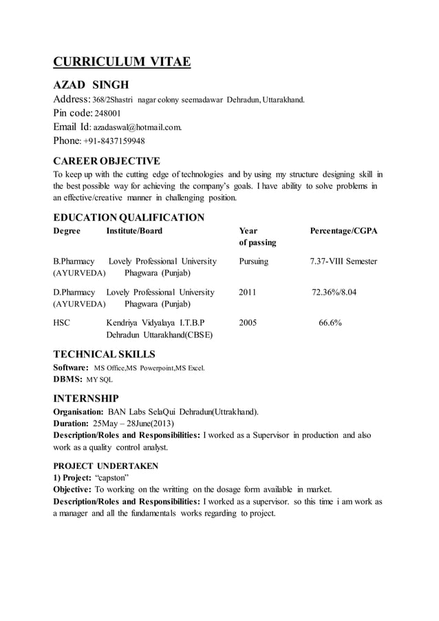 CURRICULUM VITAE (1) | PDF