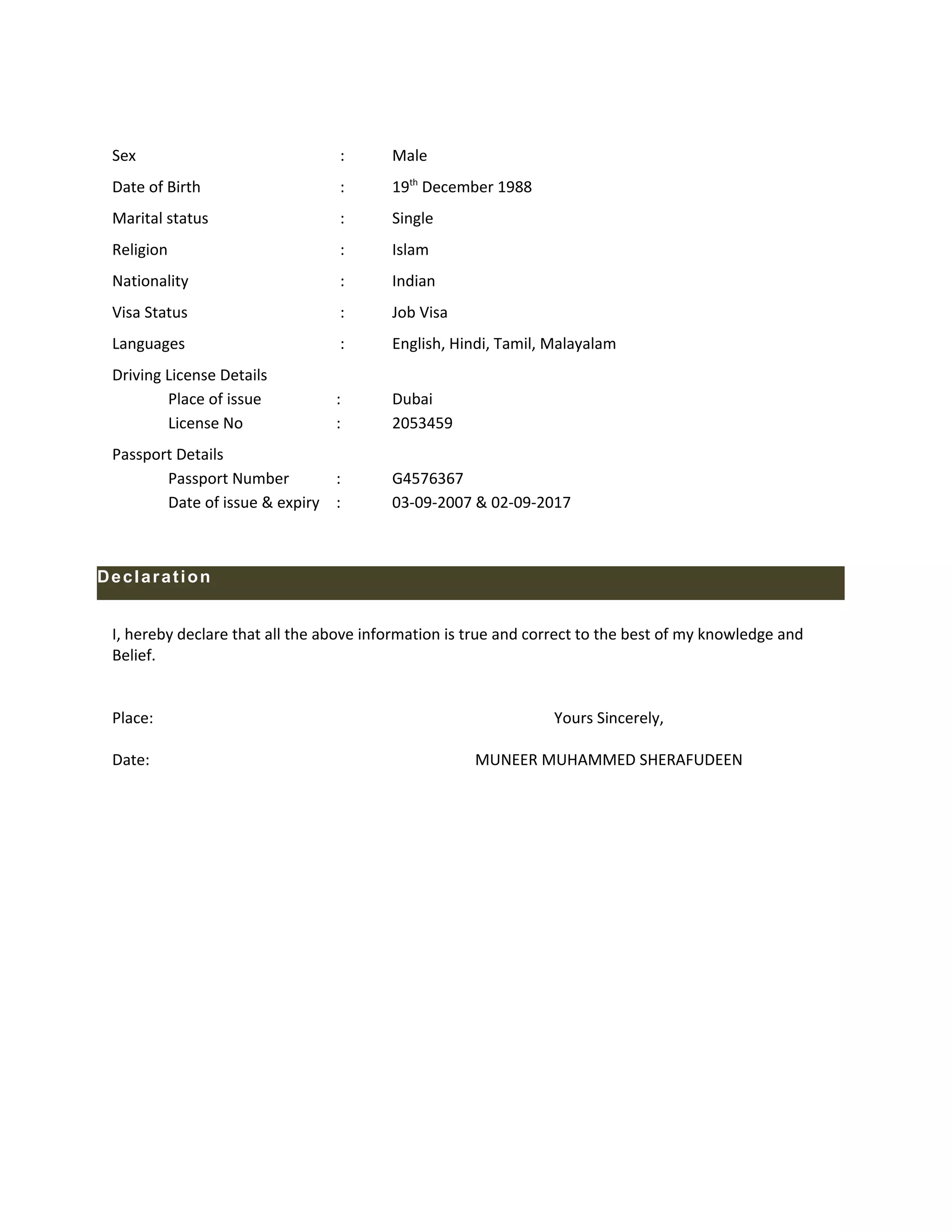 Muneer Resume | PDF