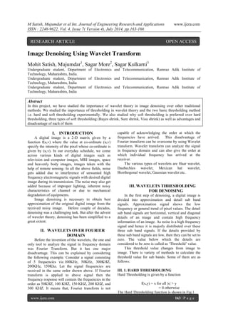 Image Denoising Using Wavelet Transform | PDF