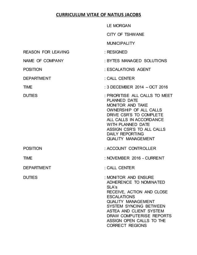 CV - Natius Jacobs | PDF