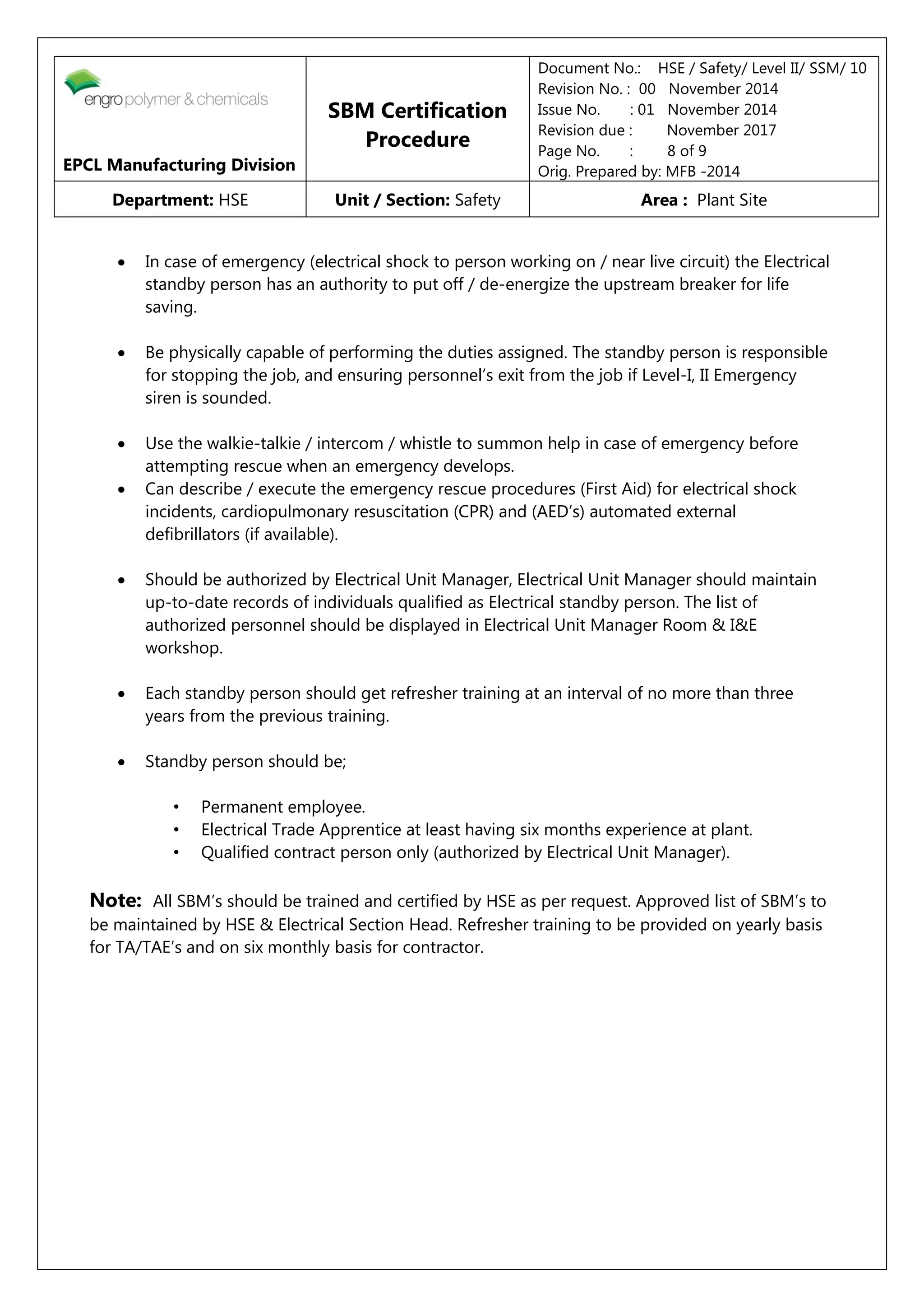 Section 10 - SBM Certification Procedure | PDF