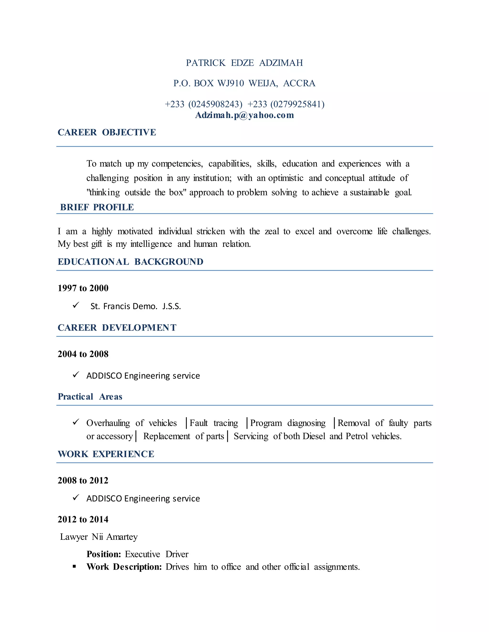 PATRICK EDZE ADZIMAH CV | DOCX