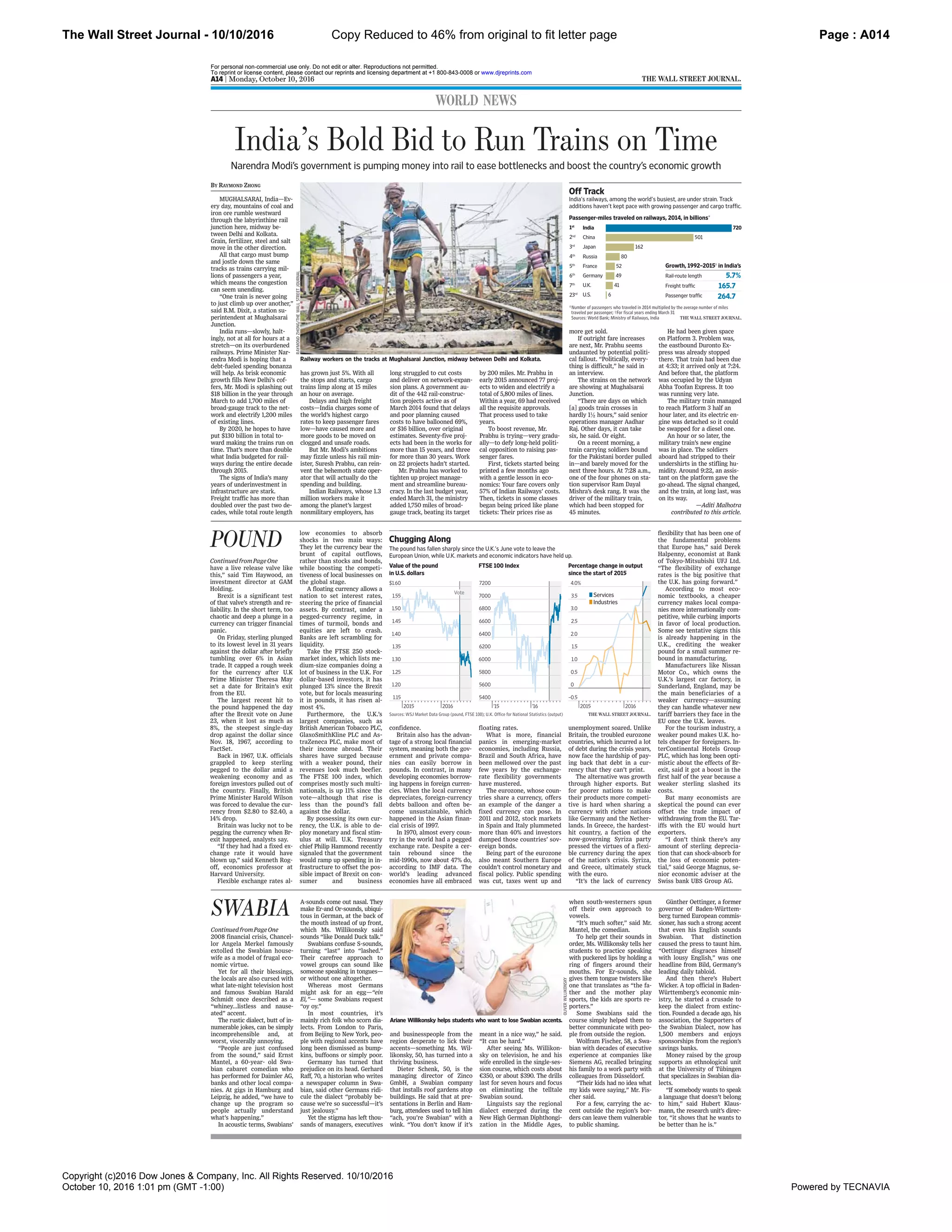 WSJ Article - Pound Brexit Shock Absorber | PDF