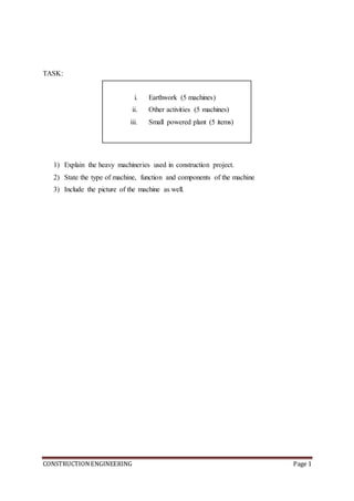 HEAVY MACHINERIES ASSINGMENT | DOCX