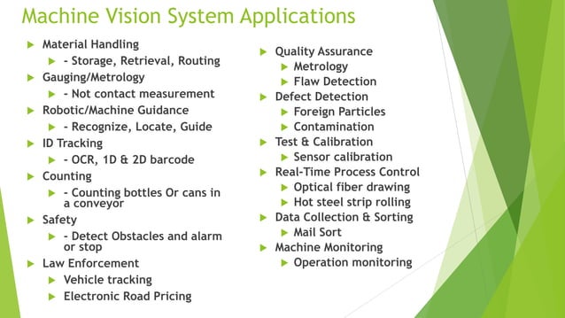 Machine Vision Systems And Applications | PPTX | Cameras and Camcorders ...