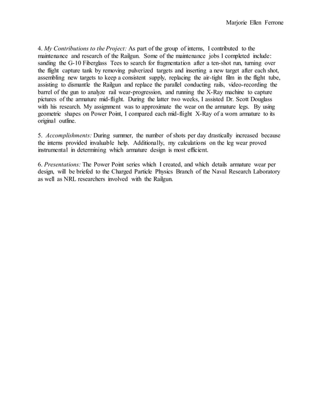 Electromagnetic Railgun Internship Abstract | PDF