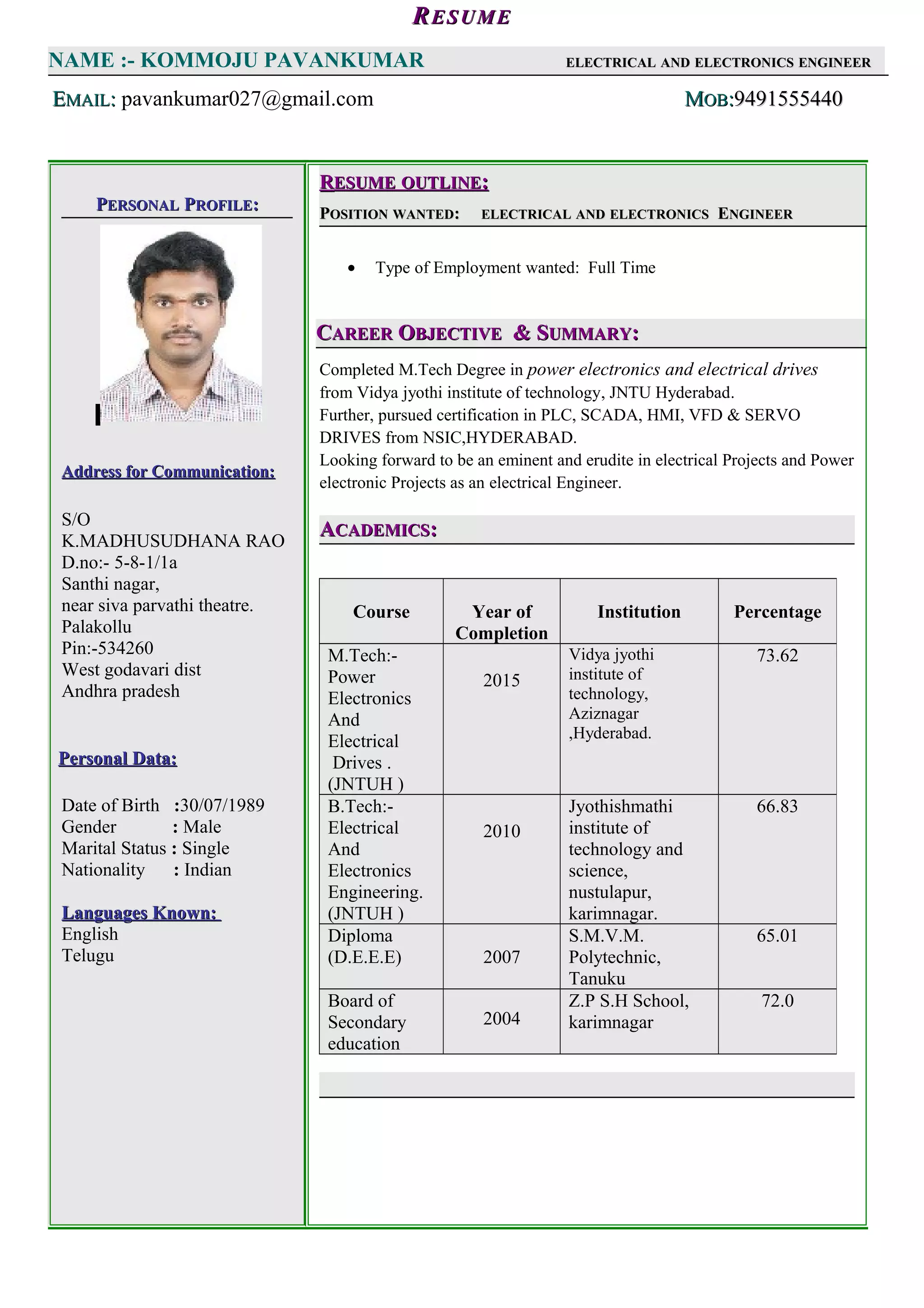 PAVANKUMAR__RESUME | PDF
