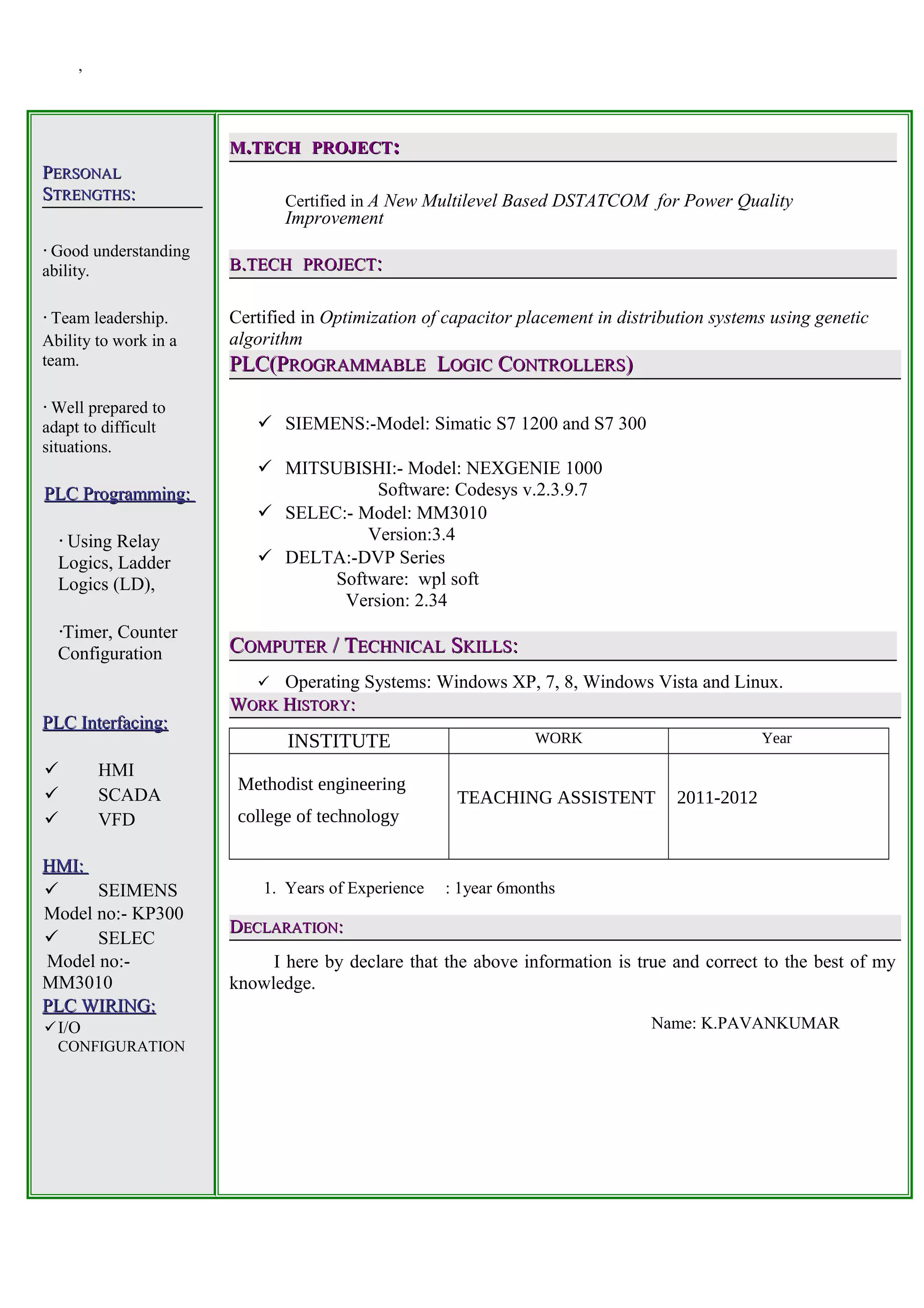 PAVANKUMAR__RESUME | PDF