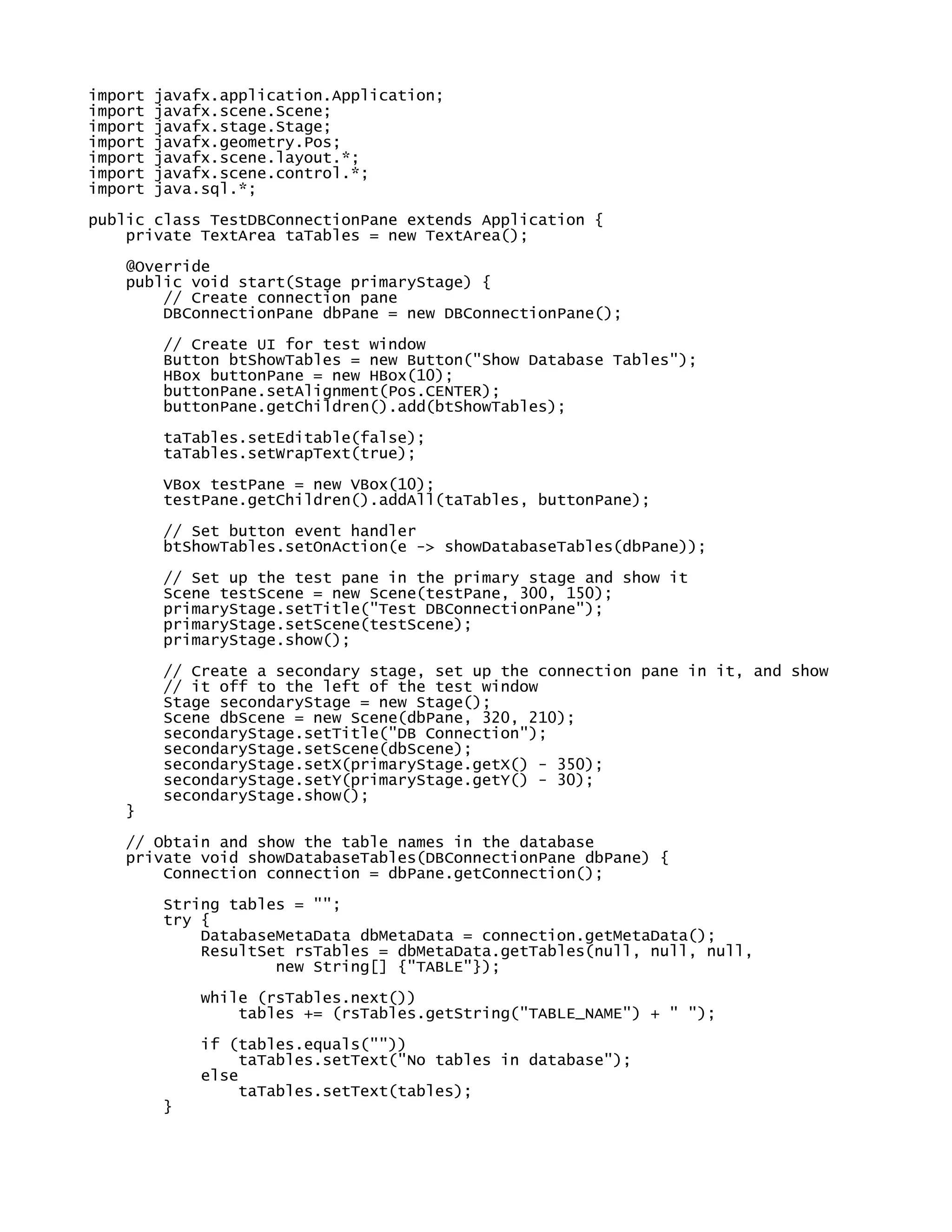 Database Connection Pane | PDF