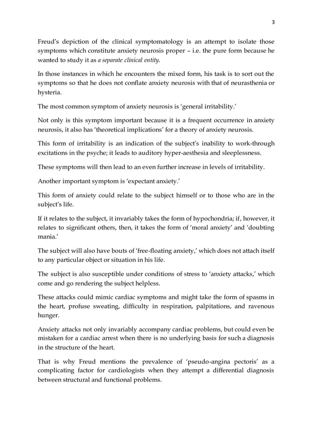 Sigmund Freud on Anxiety Neurosis | DOCX | Brain and Nervous System ...