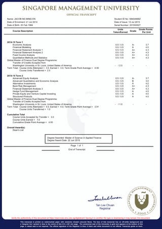 Masters - SMU - Transcript - Color | PDF