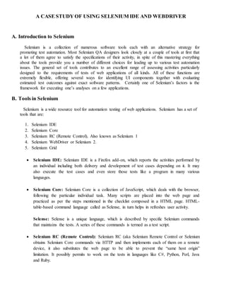 A Case Study of Using Selenium IDE and WebDriver_Word Doc | PDF