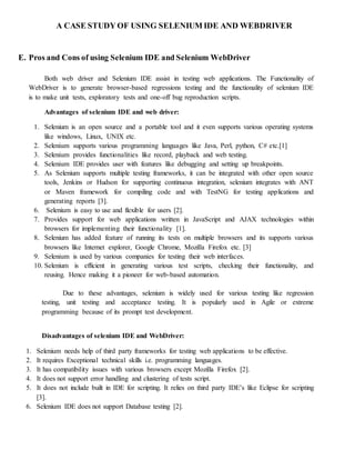 A Case Study of Using Selenium IDE and WebDriver_Word Doc | PDF