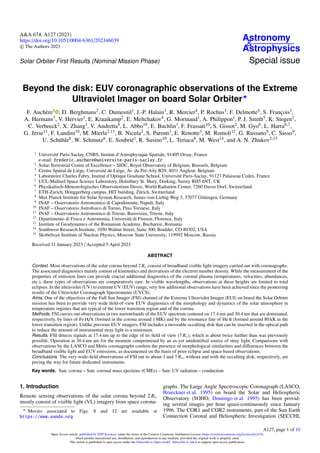 Beyond the disk: EUV coronagraphic observations of the Extreme ...