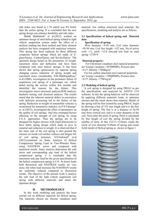 Design and Analysis of A Suspension Coil Spring For Automotive Vehicle ...