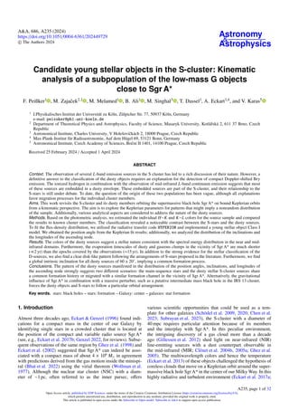 Candidate young stellar objects in the S-cluster: Kinematic analysis of ...