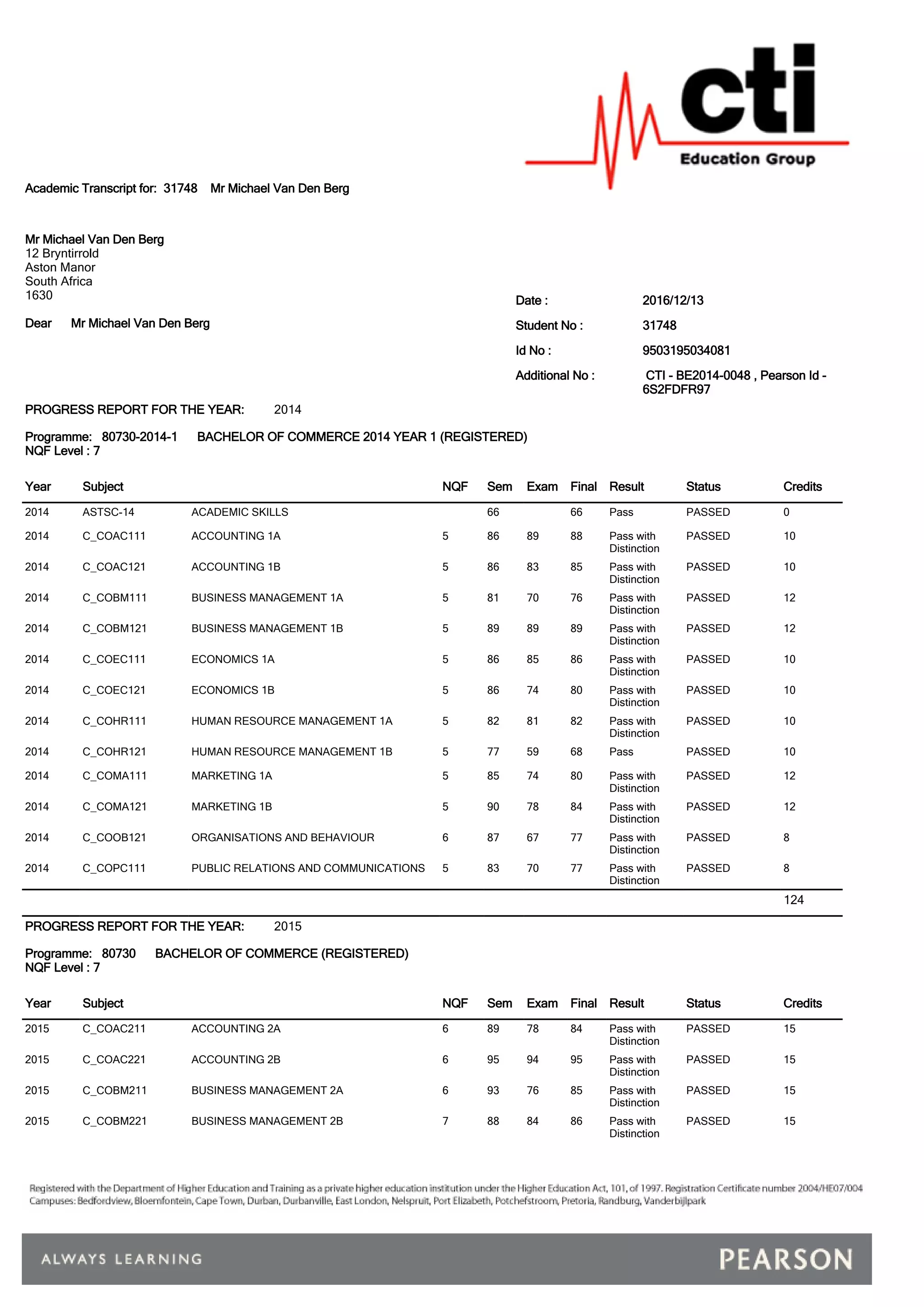 ProgressReport- Pearson | PDF
