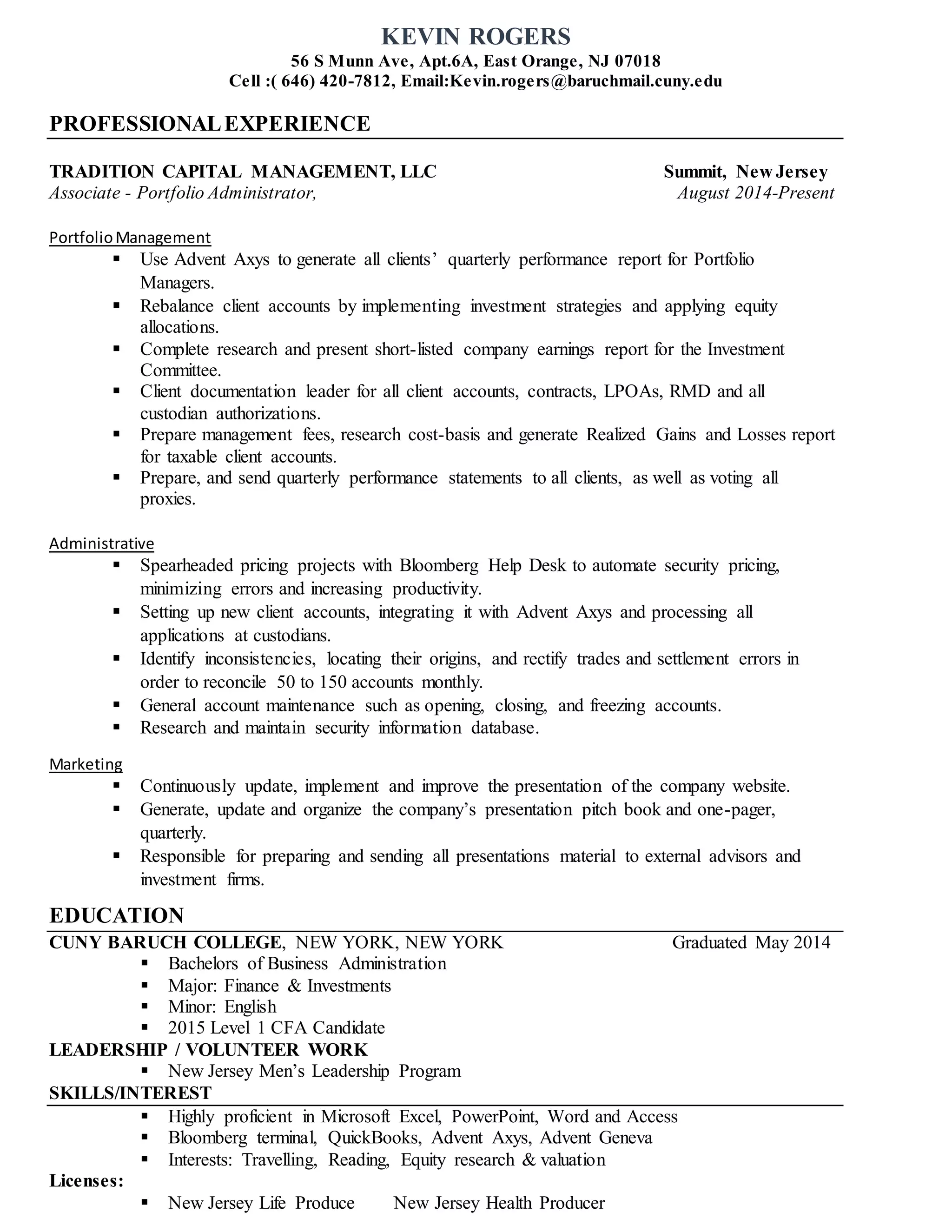 Kevin Rogers Resume. | DOCX