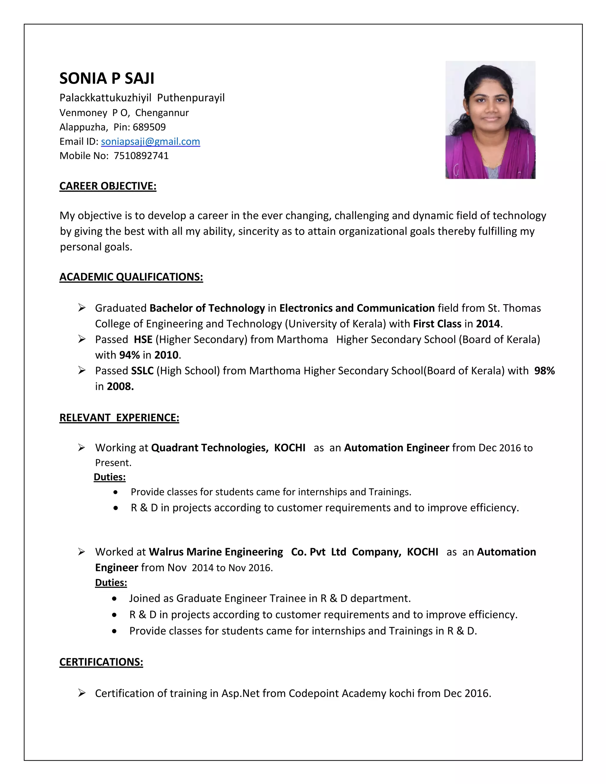 SONIA RESUME NEW | PDF