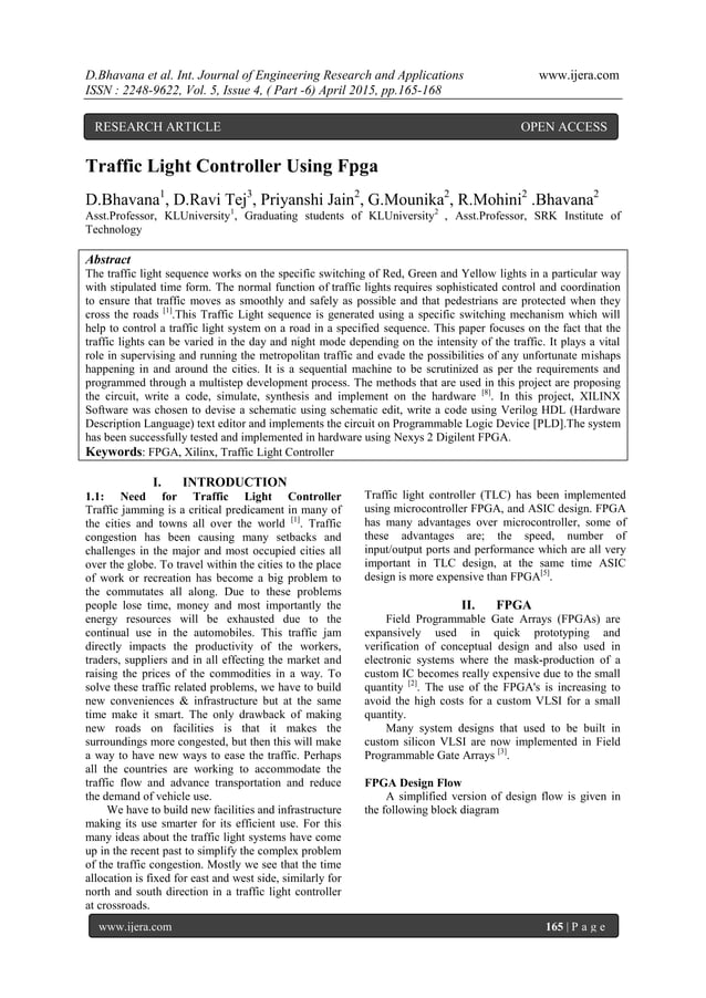 Traffic Light Controller Using Fpga | PDF