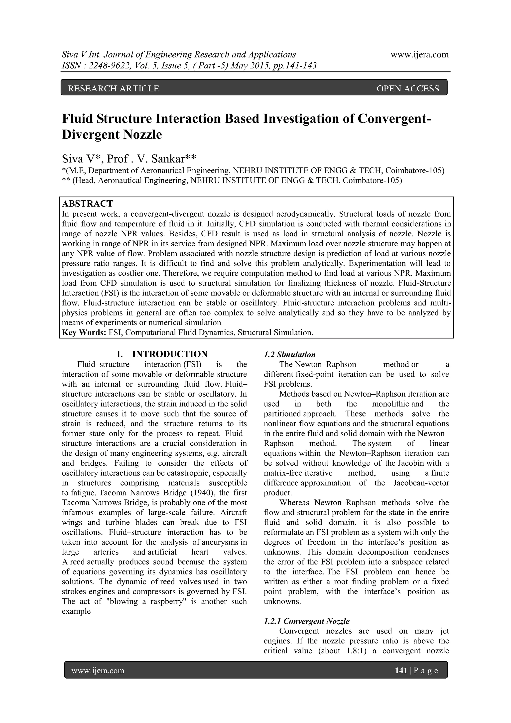 Fluid Structure Interaction Based Investigation of Convergent-Divergent Nozzle | PDF | Physics ...