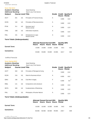 Academic Transcript | PDF | Undergraduate Education | College Education