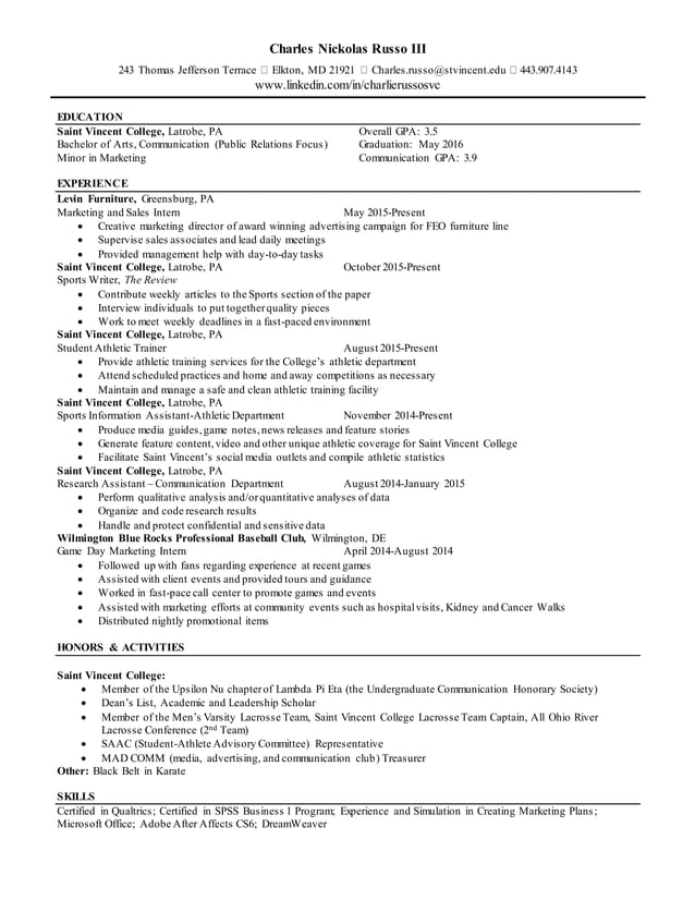 Russo%2c Charles resume (2016) | PDF