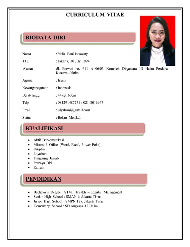 CV Yulia Bani Isnawaty new | PDF