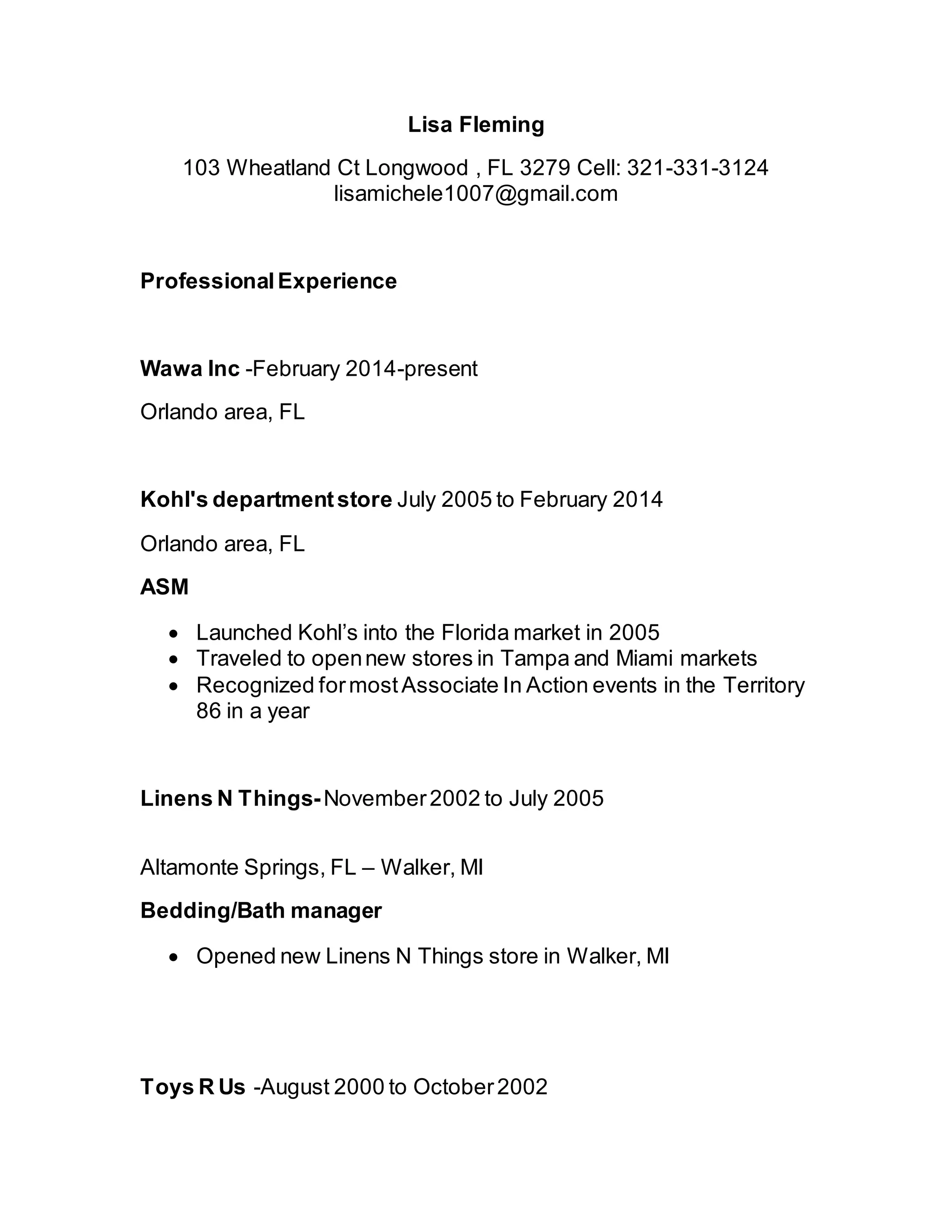 Lisa Fleming updated resume' | PDF