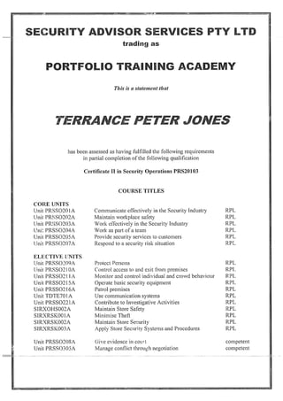 Certificate II - Security Operations | PDF