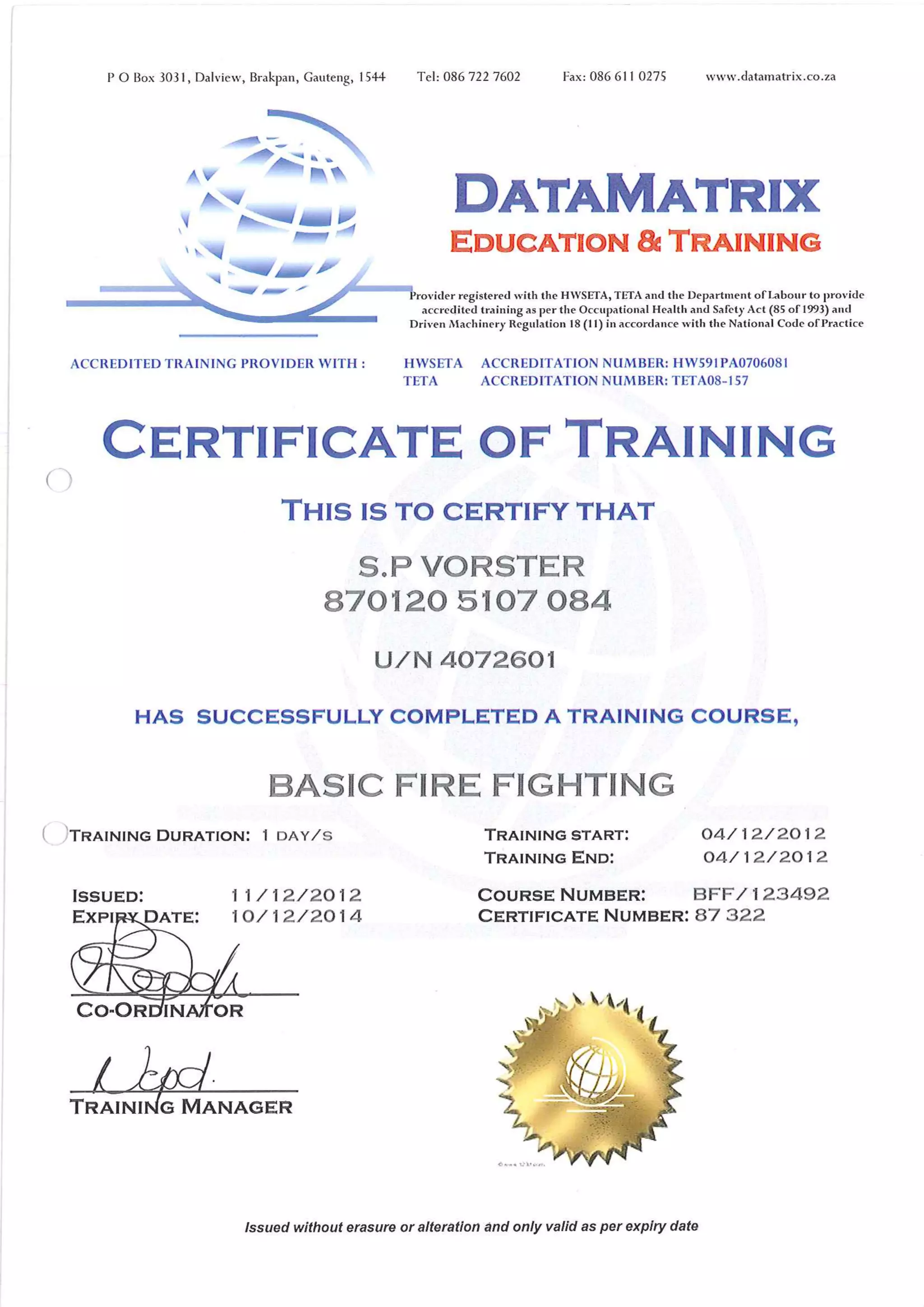 Eskom Certificates | PDF