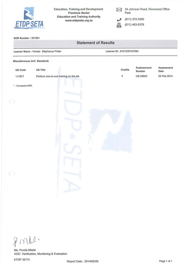 Eskom Certificates | PDF