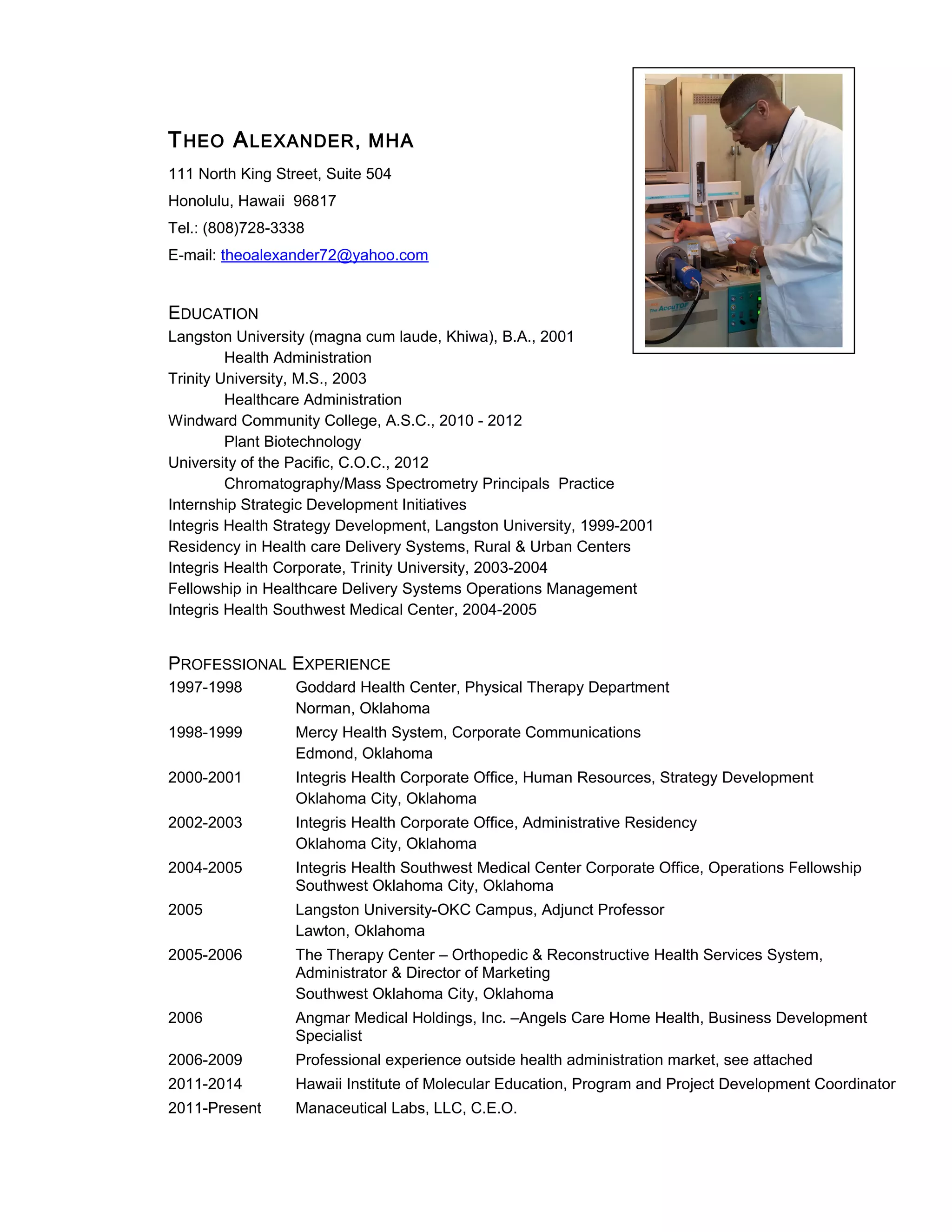 Theo Alexander CV 2015 updated | DOC