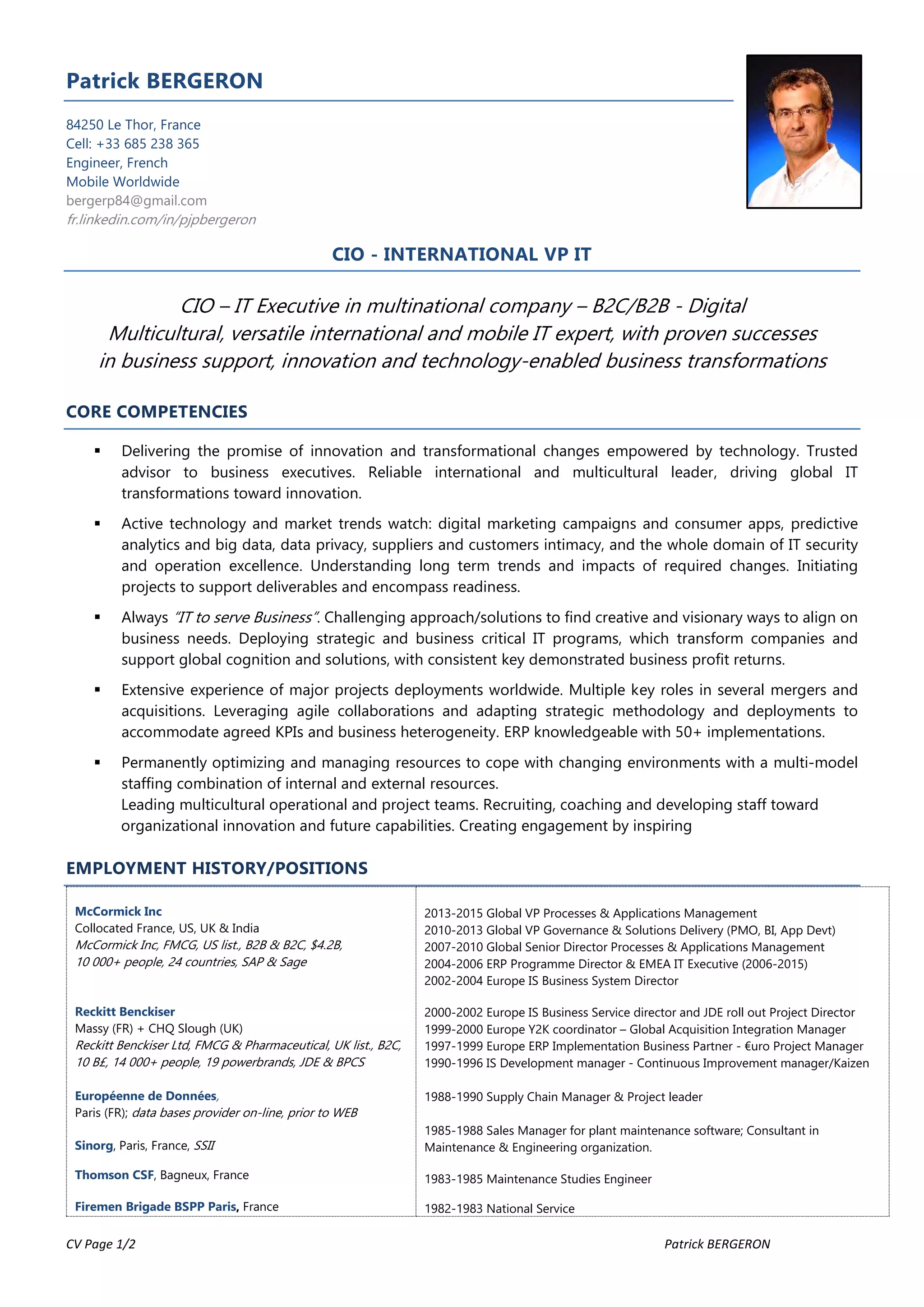 Bergeron Patrick Resume | PDF