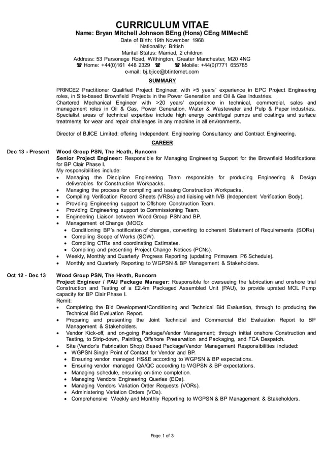 Projects CV January 2016 | PDF