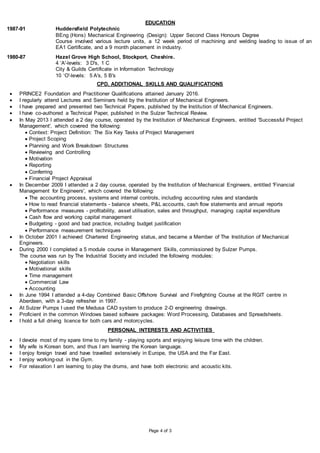 Projects CV January 2016 | DOCX