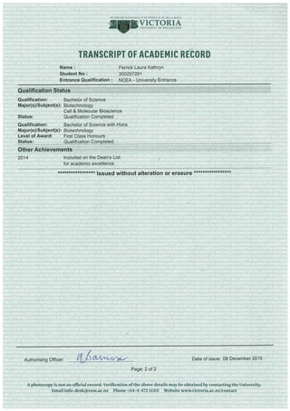 Academic Transcript I | PDF