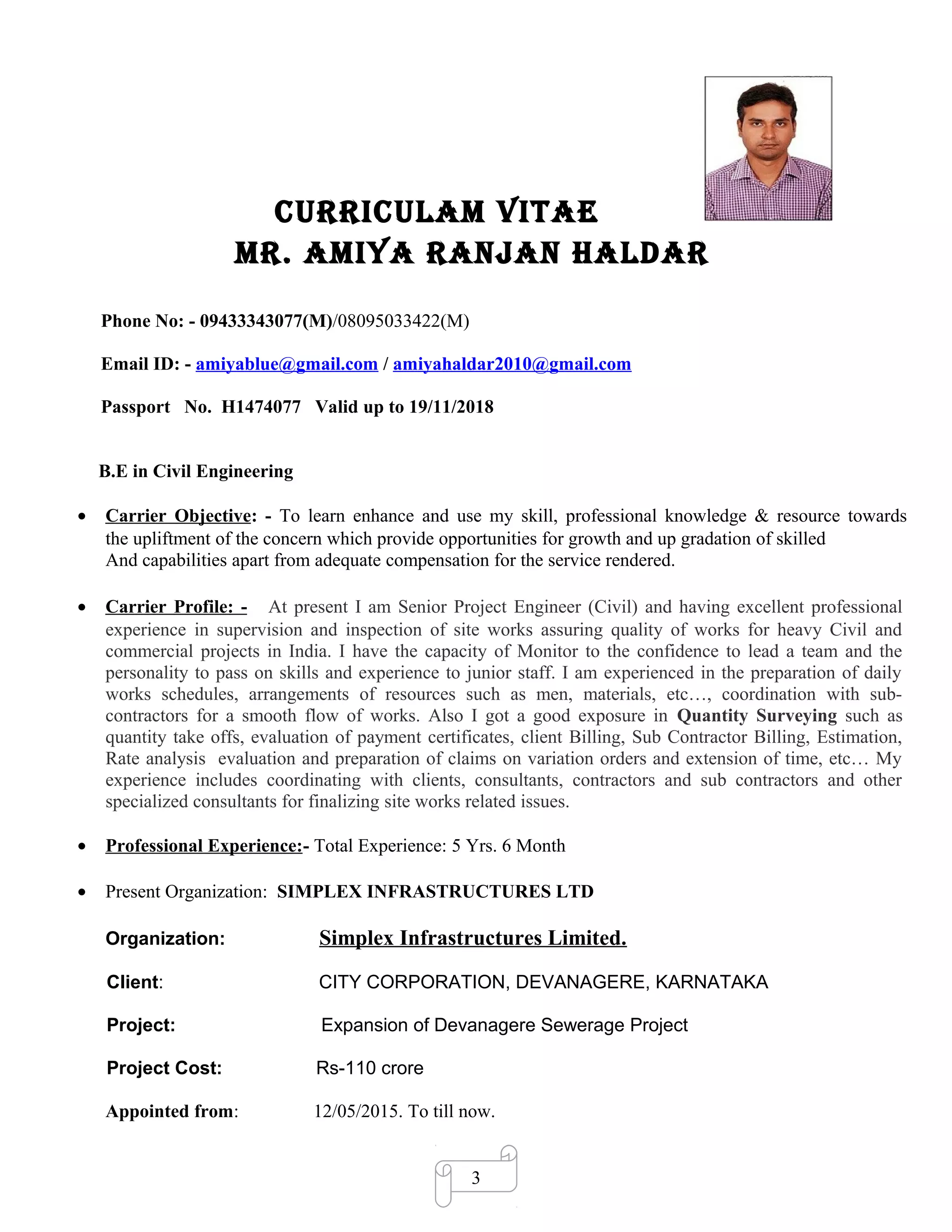 CV - AMIYA RANJAN HALDAR | DOC