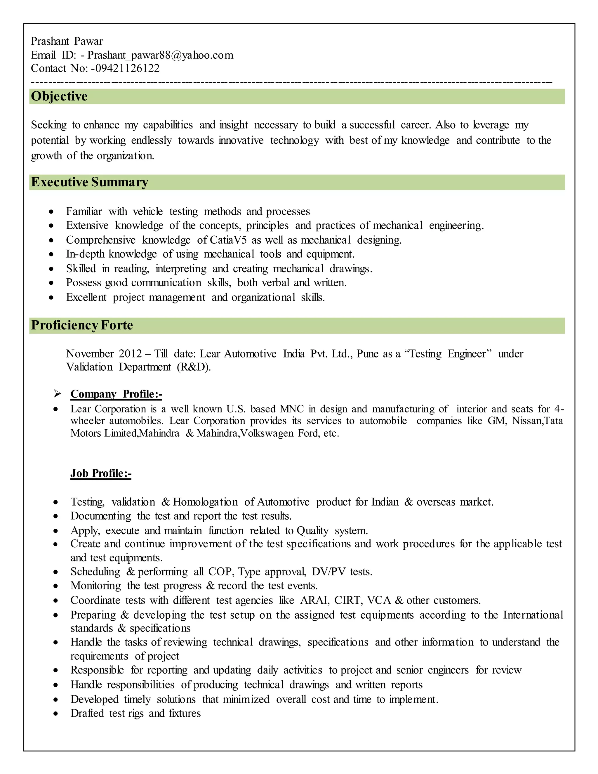 pp,resume | DOCX | Automotive Industry | Industries