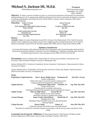 Resume Walden 2016 | PDF