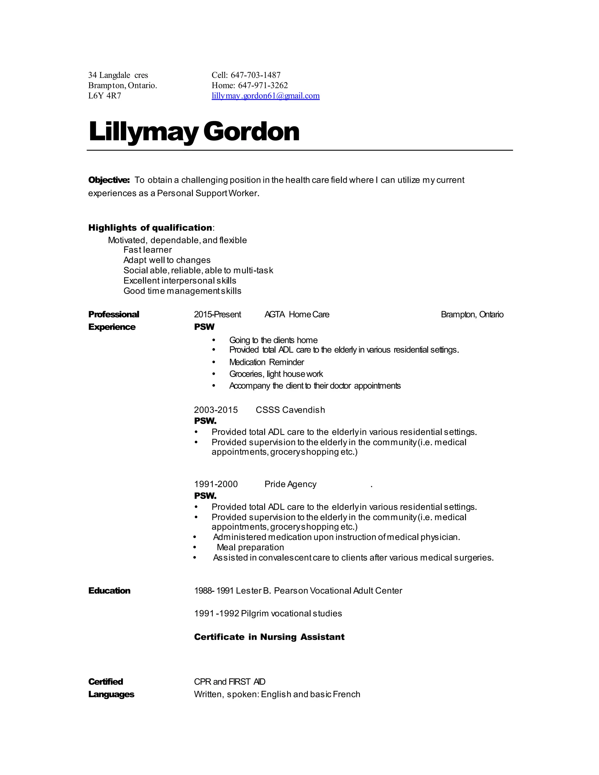 Pam's Resume updated | PDF