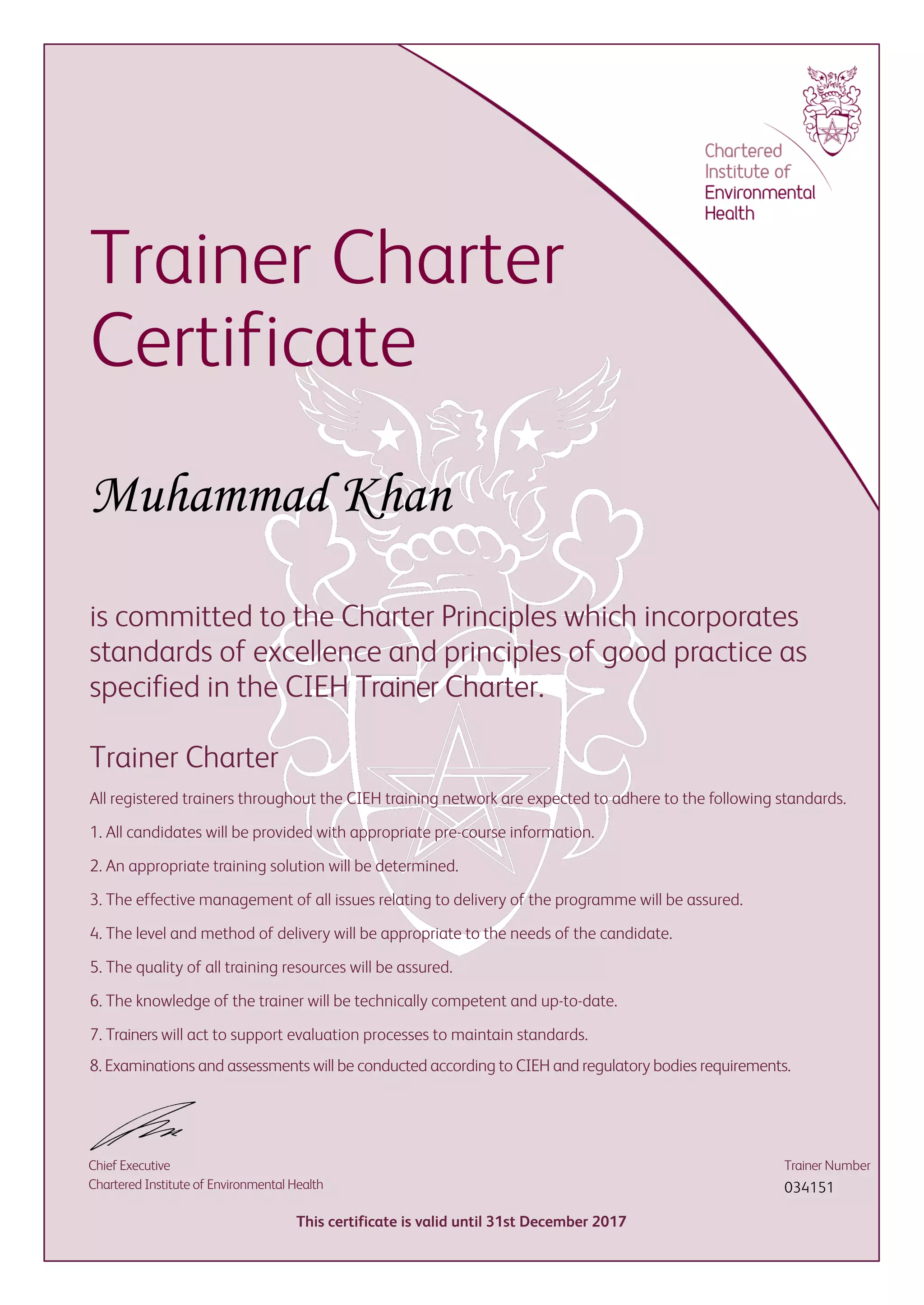 Trainer Certificate 034151 | PDF