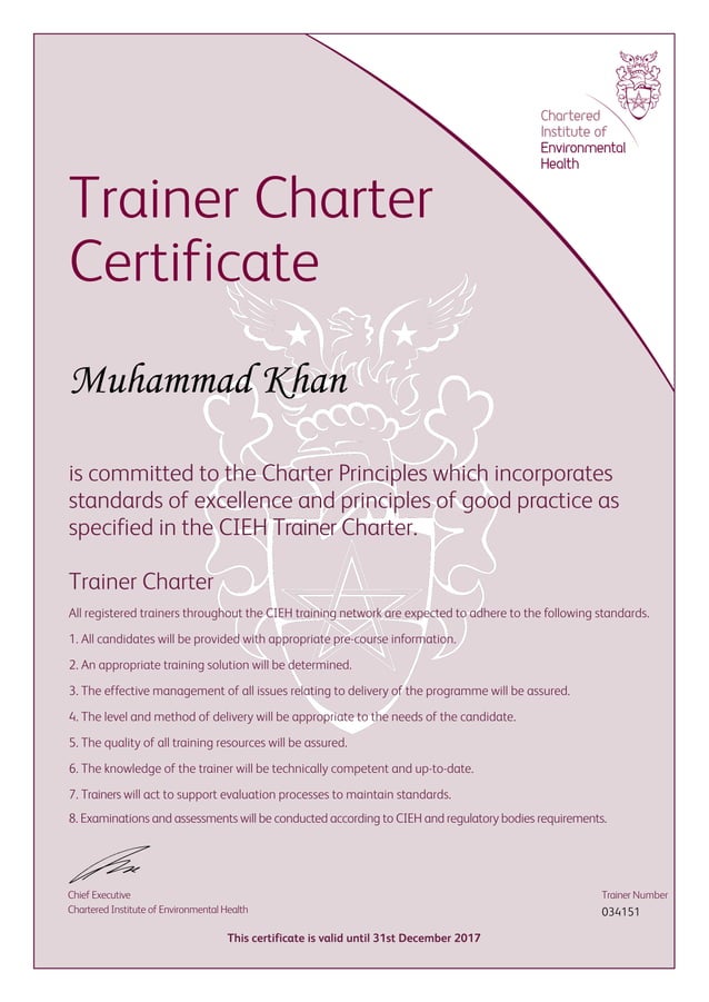 Trainer Certificate 034151 Pdf