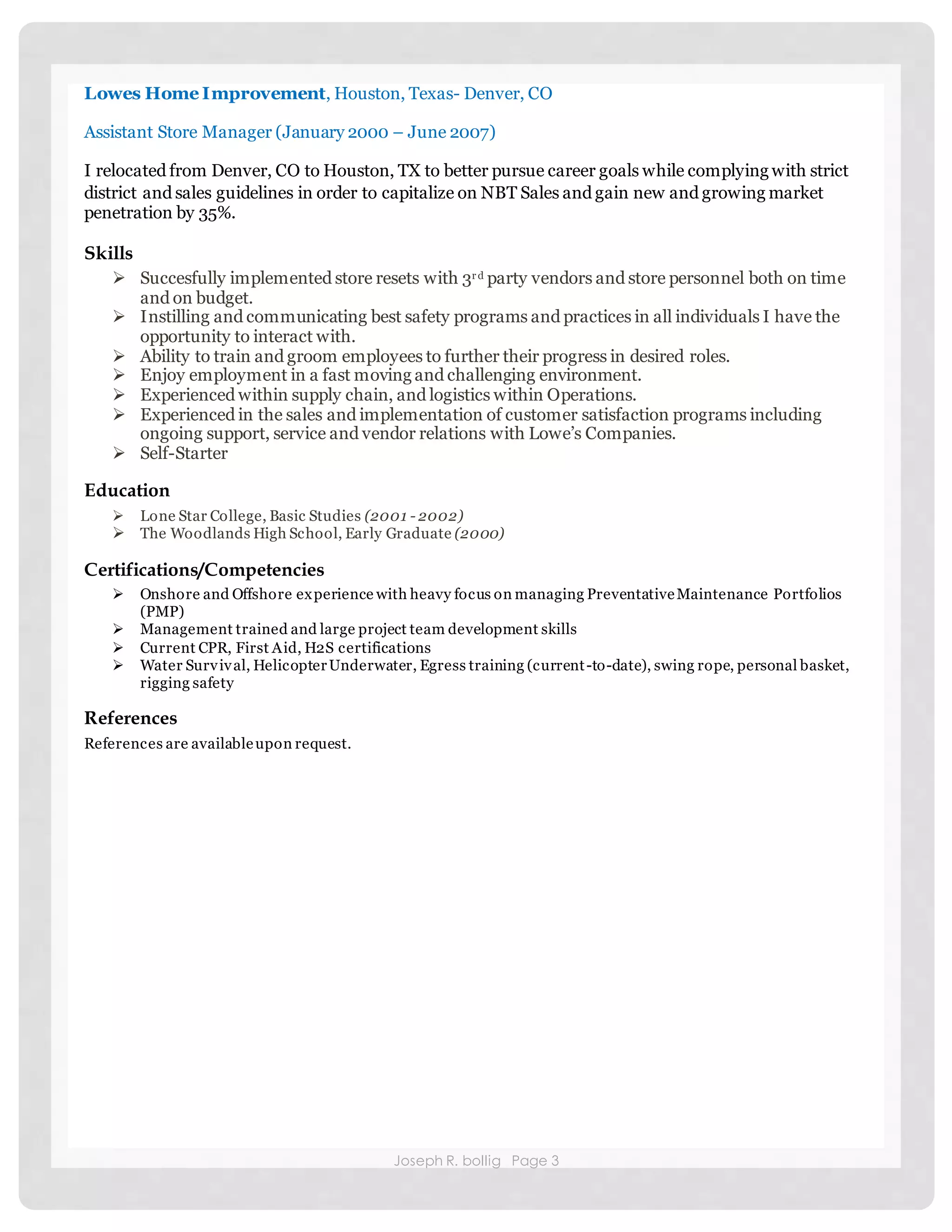 Joe Bollig 04-22-15 | DOCX | Logistics | Business