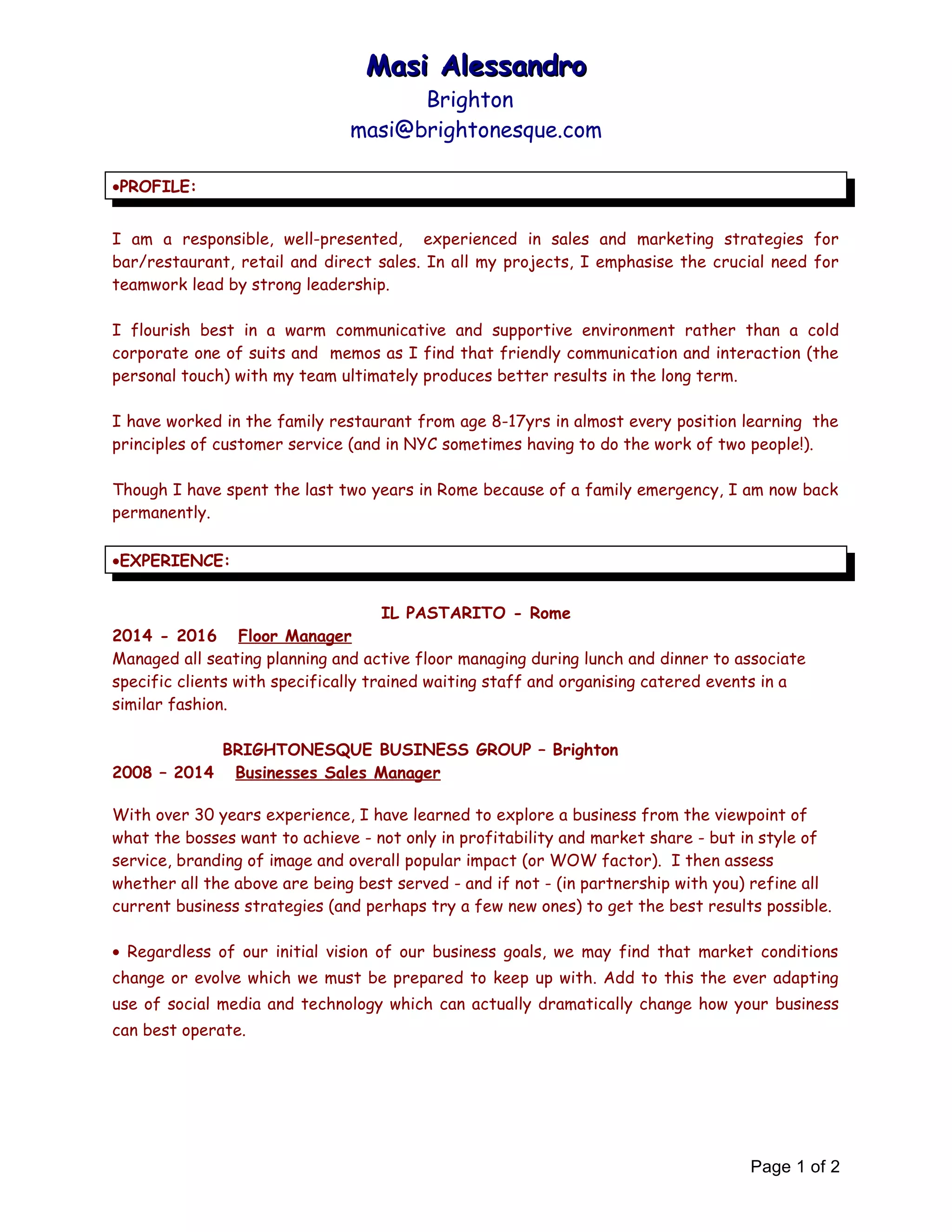 Masi Alessandro CV-2016 | PDF